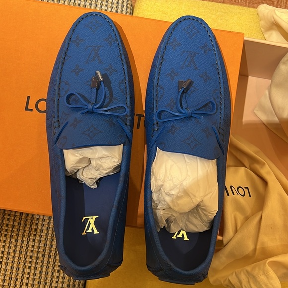 Louis Vuitton | Shoes | Mens Lv Drivers Loafers Royal Blue Leather Size ...